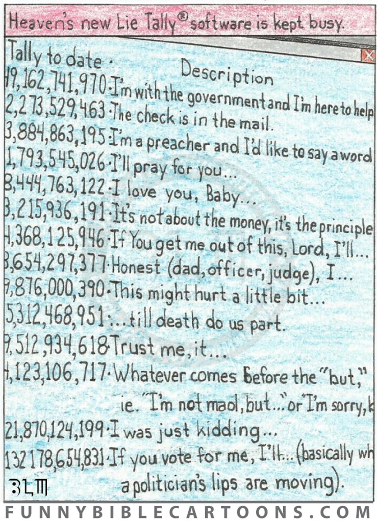 Lie Tally – Funny Bible Cartoons