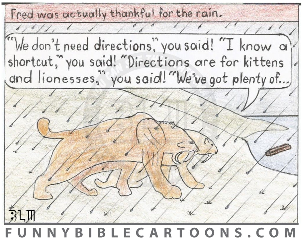 Sabertooth Latecomers – Funny Bible Cartoons